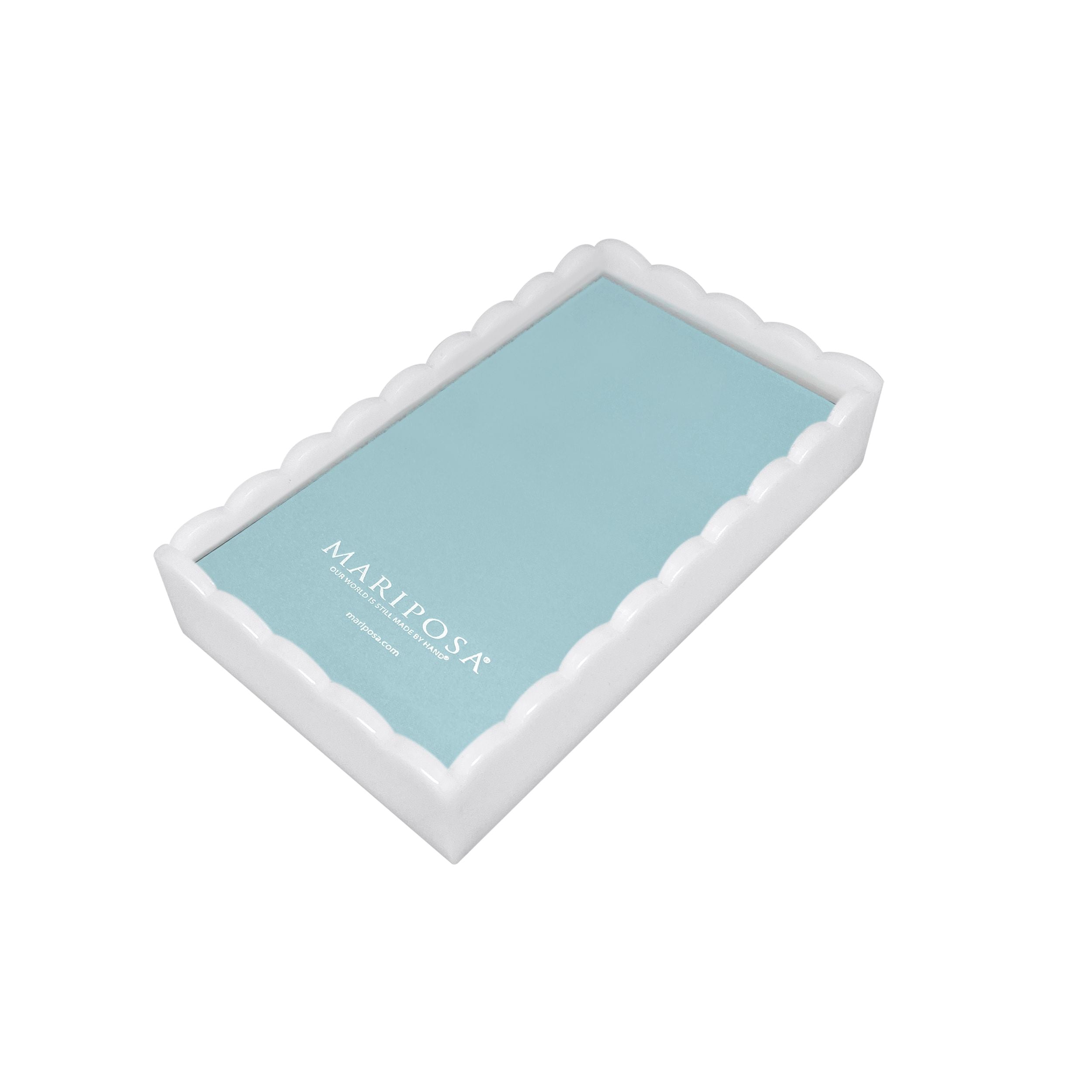 White Scalloped Guest Towel Box with Insert – Mariposa