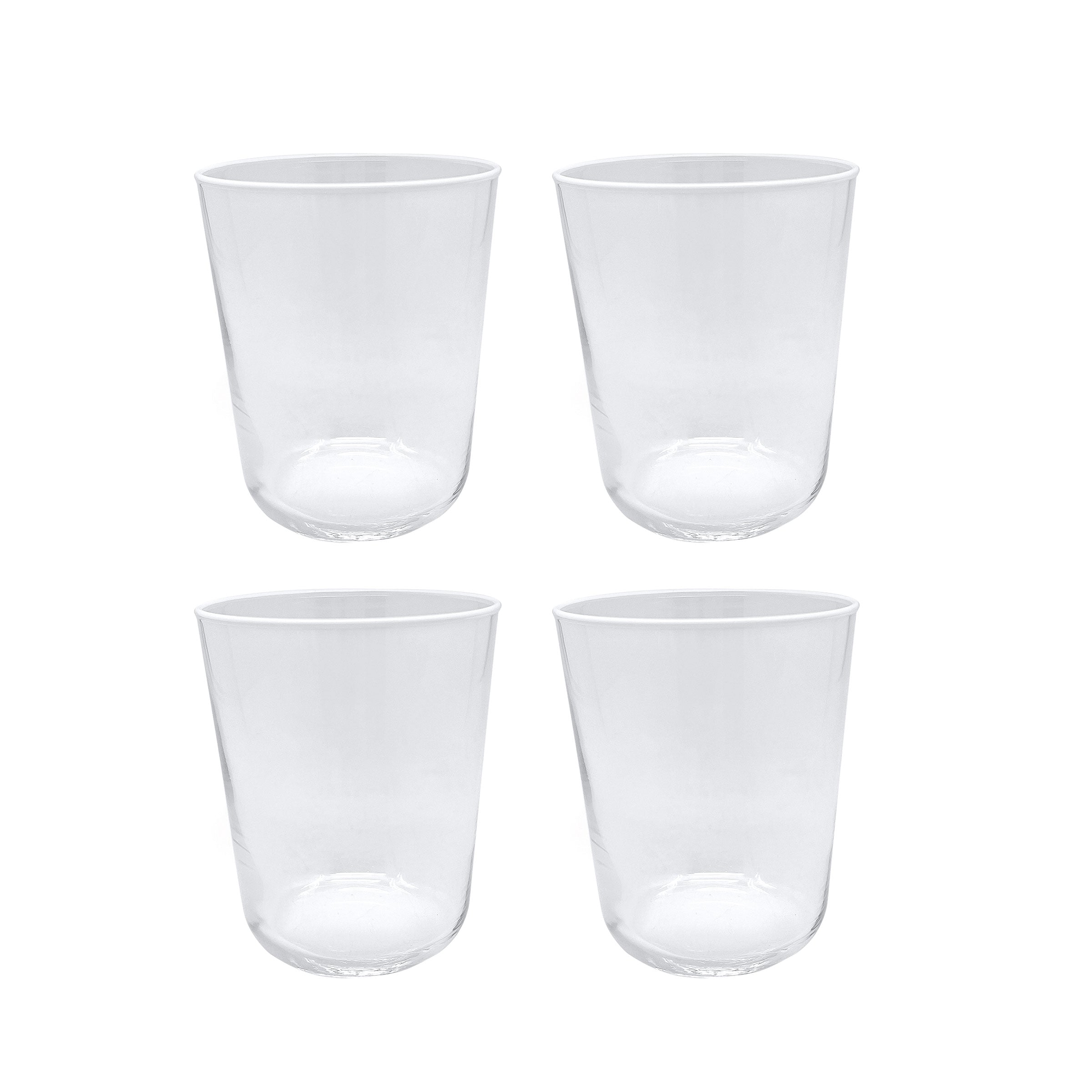 Fine Line Clear with White Rim Double Old-Fashioned Glass Set of 4 ...