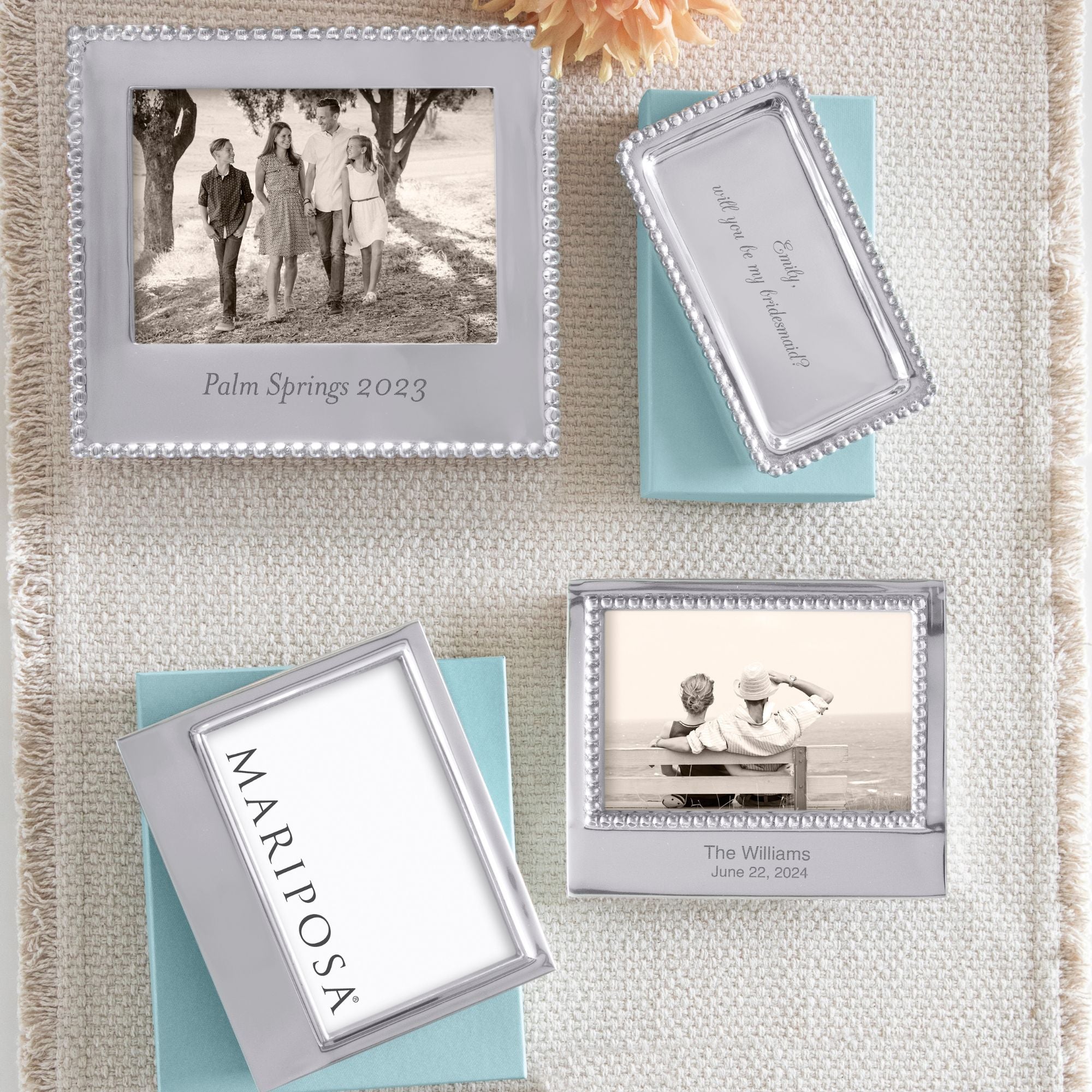 Beaded 4x6 Engravable Statement Picture Frame | Mariposa