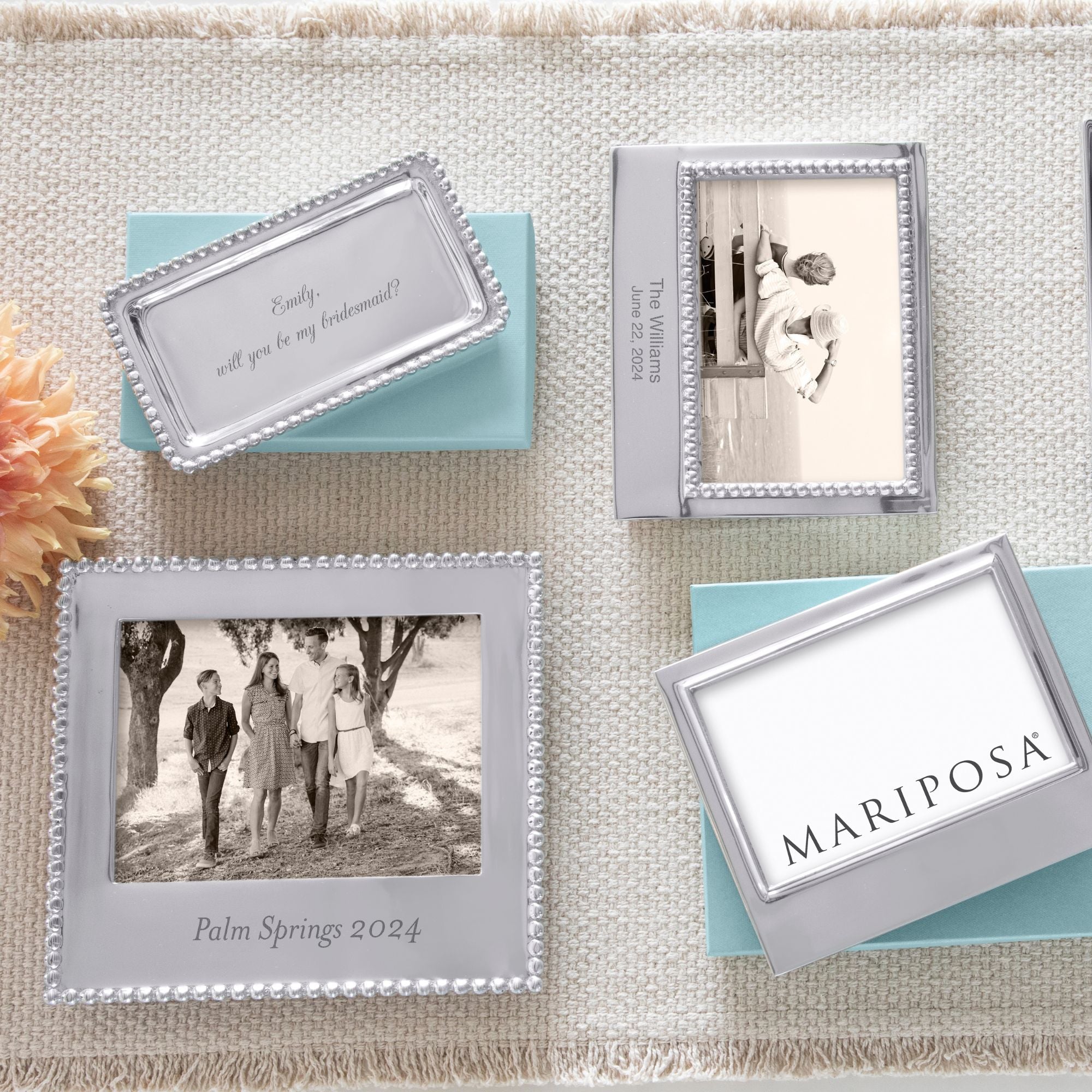 Beaded 5x7 Engravable Statement Picture Frame | Mariposa