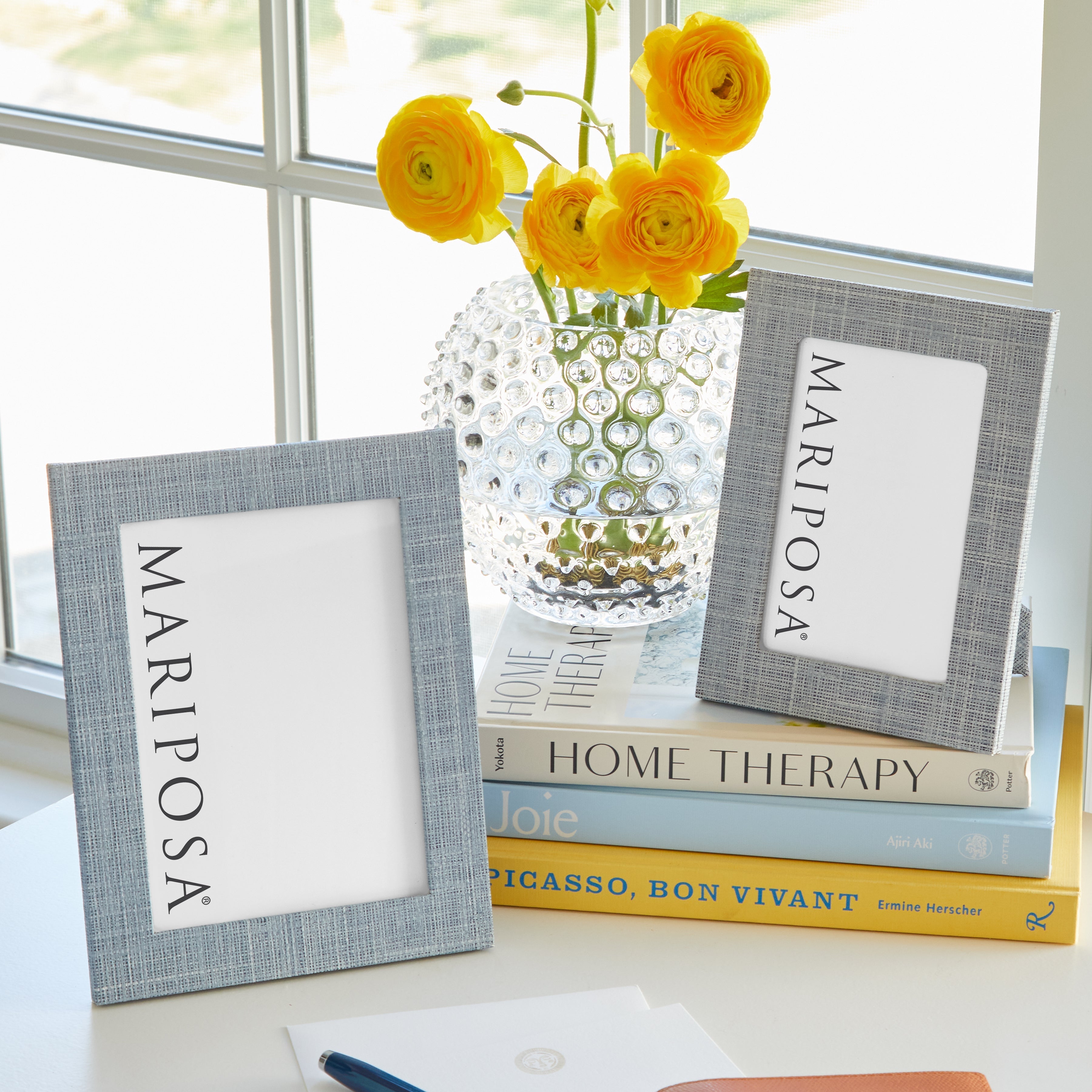 Heather Blue Faux Grasscloth 5x7 Frame – Mariposa