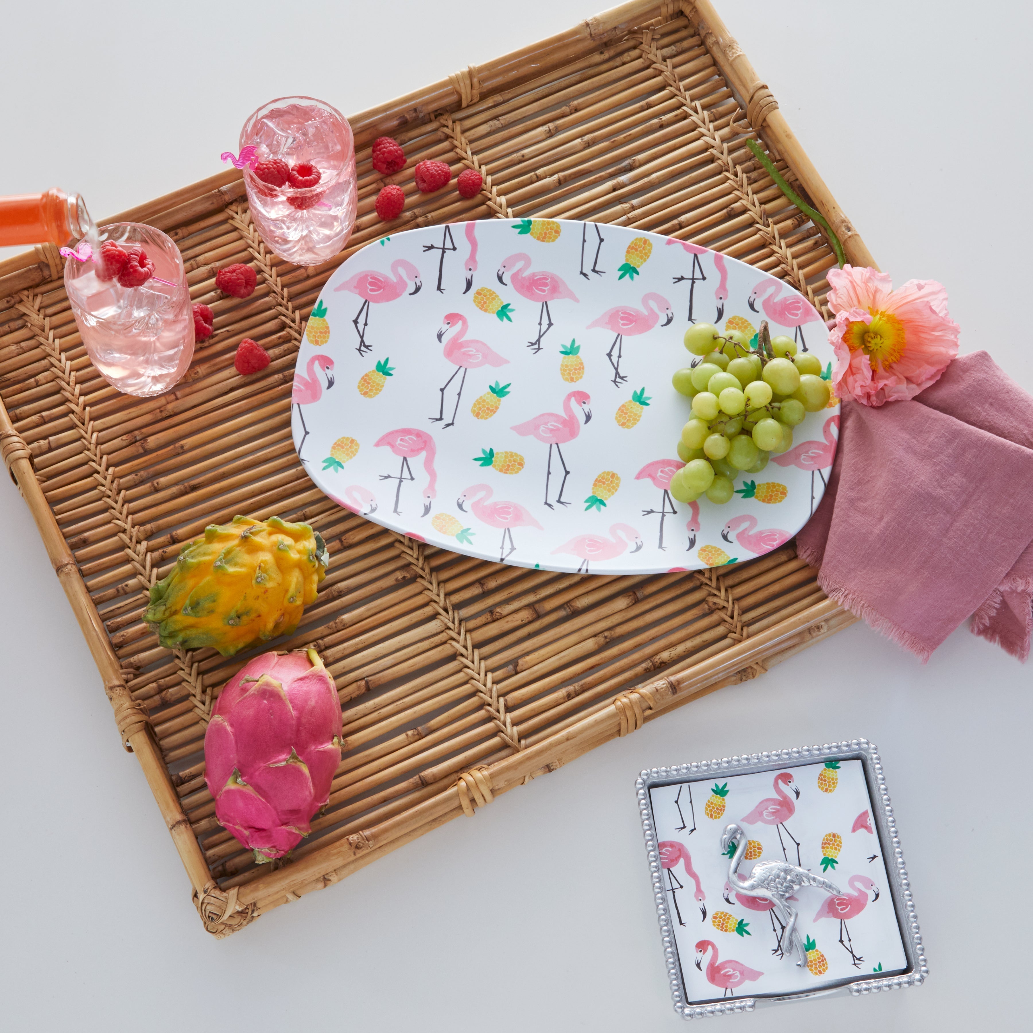 Flamingo Beaded Napkin Box Set – Mariposa