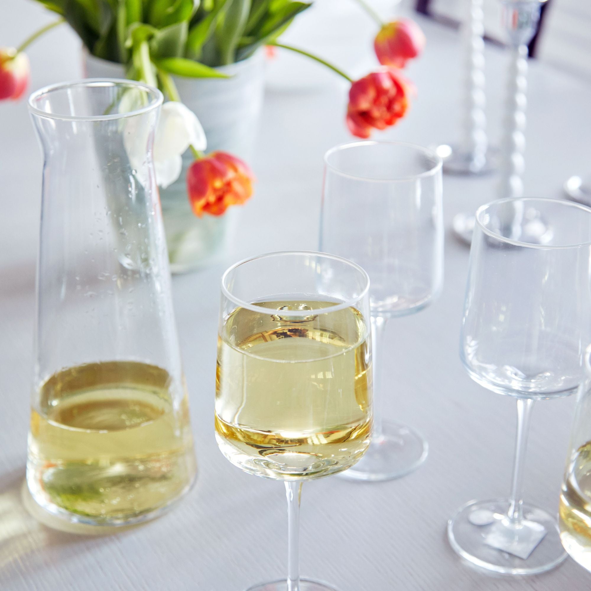 Fine Line Clear with White Rim Decanter | Mariposa