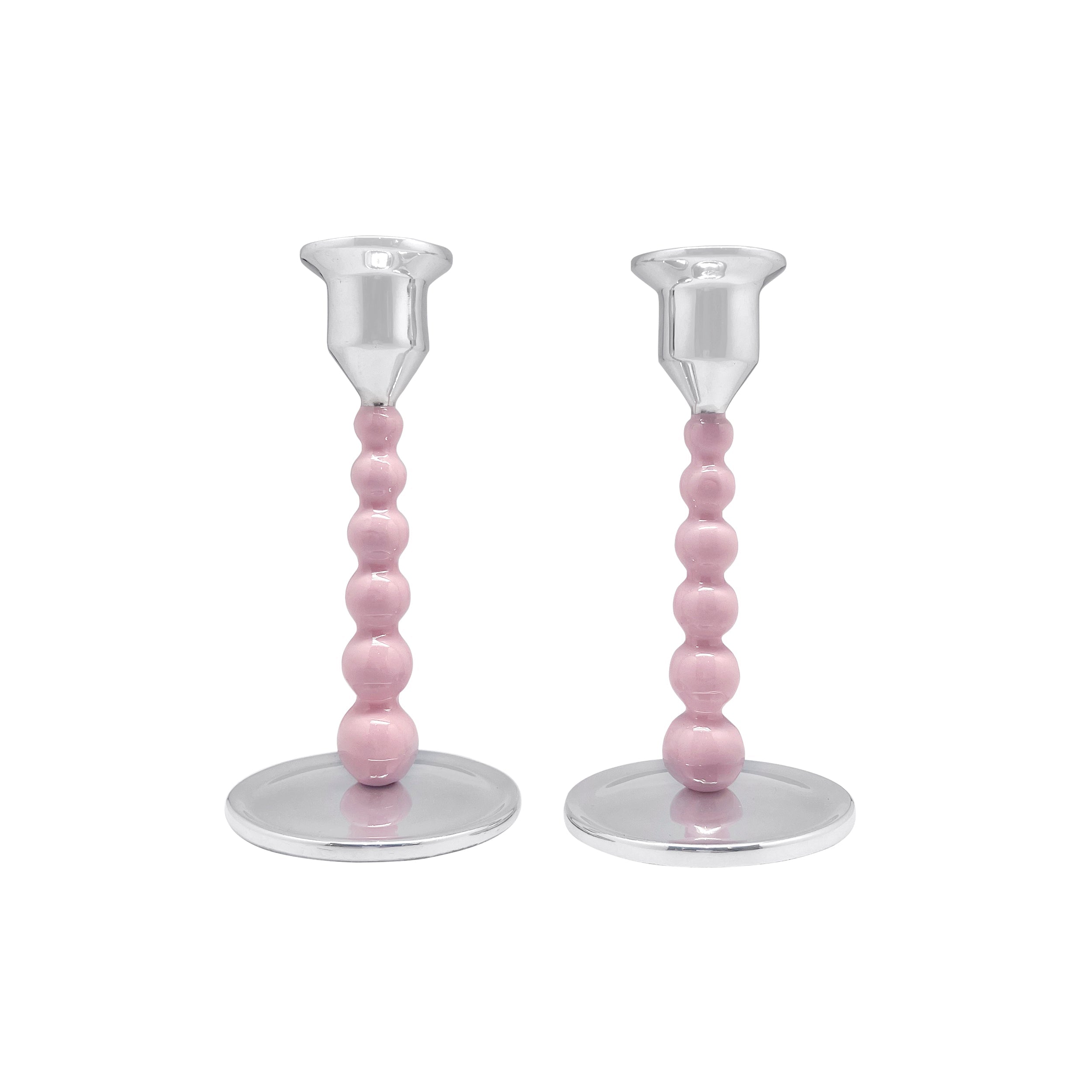 Pink Pearled Small Candlestick Set | Mariposa