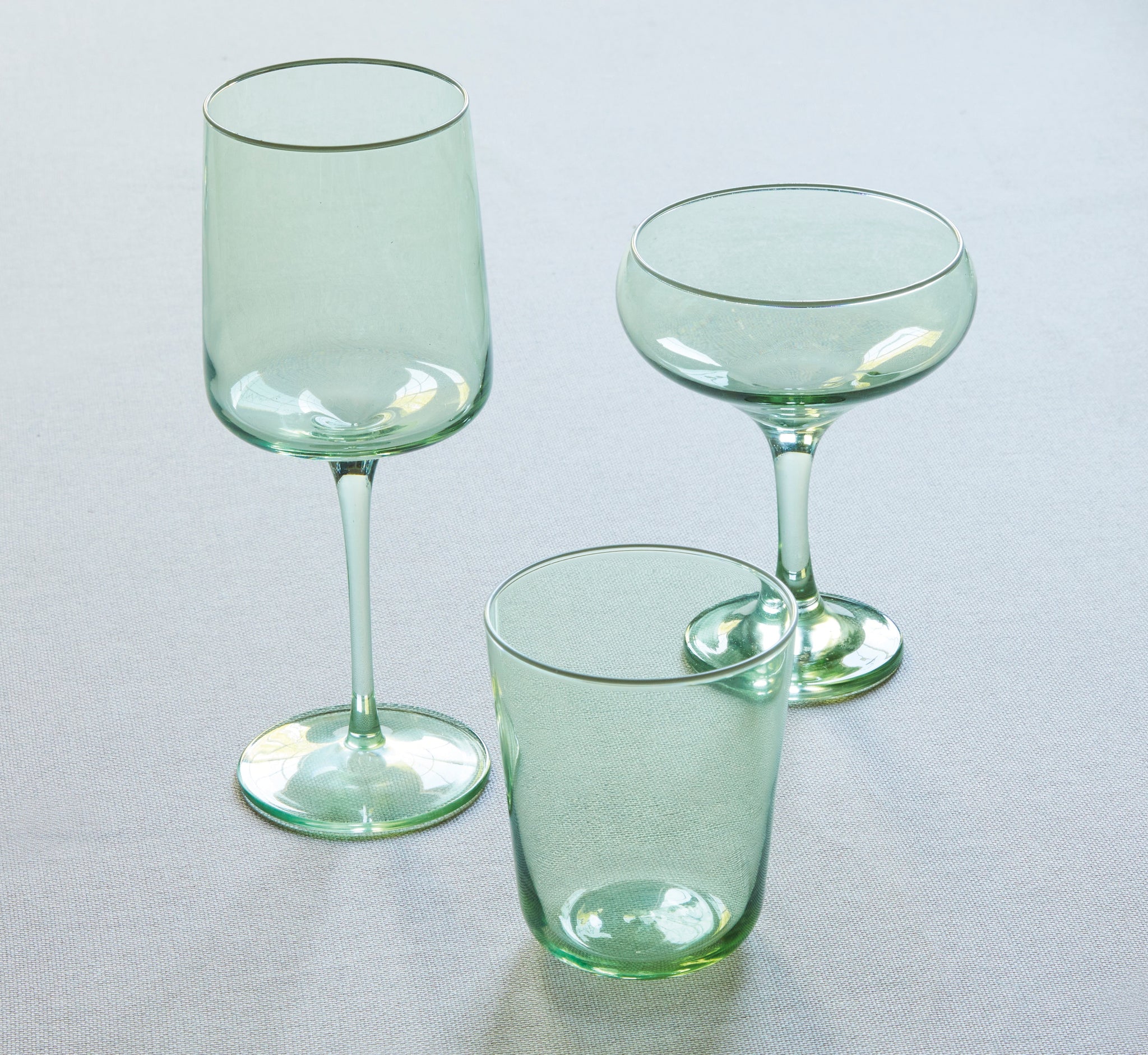 Fine Line Light Green with White Rim Double Old-Fashioned Glass Set of ...